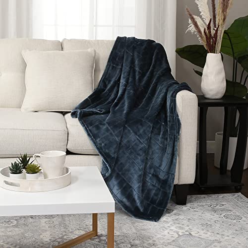 Life Comfort Cozy Textured Throw, 50"x60" 100% Recycled Fibers Eco-Friendly Super Soft Soft All Season Premium Comfort Blanket for Bed or Couch, Blue