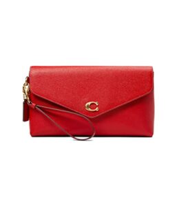 coach cross grain leather wyn wristlet sport red one size