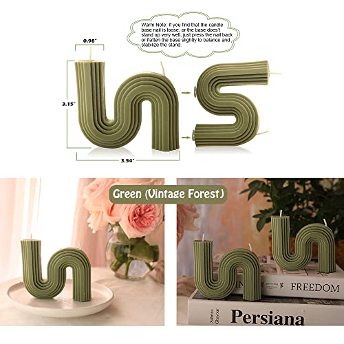 Aesthetic Green Twisted Candles Cool S Shaped Candles Scented Home Decorative Candles for Home Office Trendy Room Bookshelf Shelf Minimalist Decor Candles