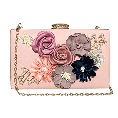 Clutch Evening Handbag Purses for Women Wedding, Flower Bag Formal Bridal Floral Party Prom Bag (pink)