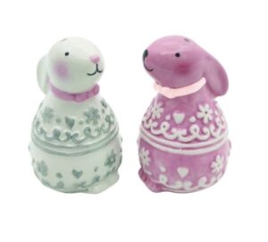 easter bunny salt & pepper shaker set collectible figurines