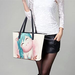 Womens Handbag Unicorn Leather Tote Bag Top Handle Satchel Bags For Lady