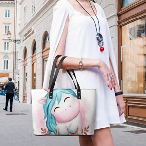 Womens Handbag Unicorn Leather Tote Bag Top Handle Satchel Bags For Lady