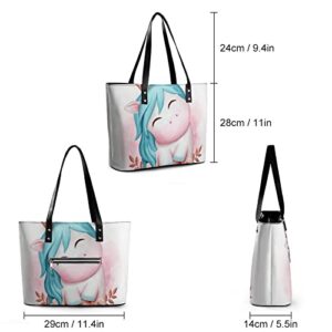 Womens Handbag Unicorn Leather Tote Bag Top Handle Satchel Bags For Lady