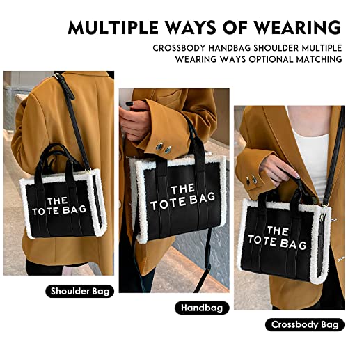 JQAliMOVV The Tote Bags for Women - Personalized Leather Tote Bags Mini Top-Handle Crossbody Tote Bag Handbag for Travel Work Shopping (Black)