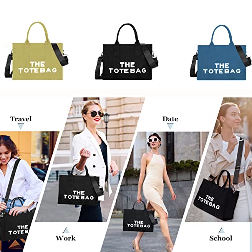 ZUANYETD The Tote Bag for Women,Canvas Tote Bag Travel Tote Crossbody Shoulder Bag for Work Shopping Date and Vacation (black)