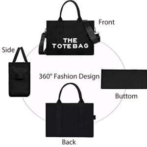 ZUANYETD The Tote Bag for Women,Canvas Tote Bag Travel Tote Crossbody Shoulder Bag for Work Shopping Date and Vacation (black)