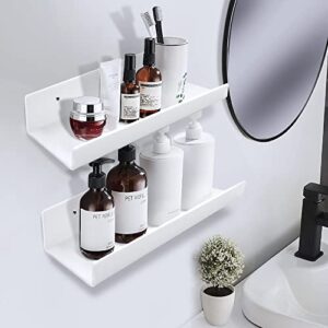 DynastyEdition White Acrylic Shelves - Set of Two 15 inch Bathroom Versatile Floating with Hardware Included Shelf Organizer Adhesive Sticker. (DD2035)