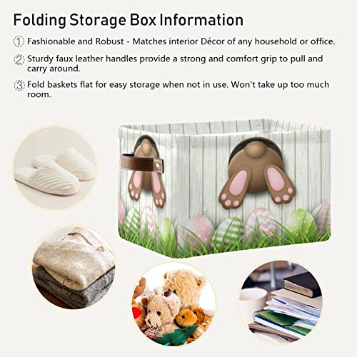 senya Easter Basket, Easter Rabbit Foldable Fabric Collapsible Storage Bins Organizer Bag for Storage Clothes