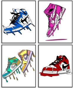 nilem design sneaker poster hypebeast room decor shoes prints set of 4 unframed (8”x10”) sneakerhead poster aesthetic cool poster for teen boys guys men room dorm bedroom wall art decor