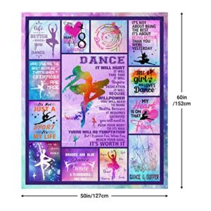 Dance Gifts, Dancer Blanket 60"x 50", Dance Gifts for Girls, Dance Recital Gifts for Girls, Dance Teacher Appreciation Gifts for Women, Birthday Gifts Ideas for Teens, Ballet Dance Team, Dance Lovers