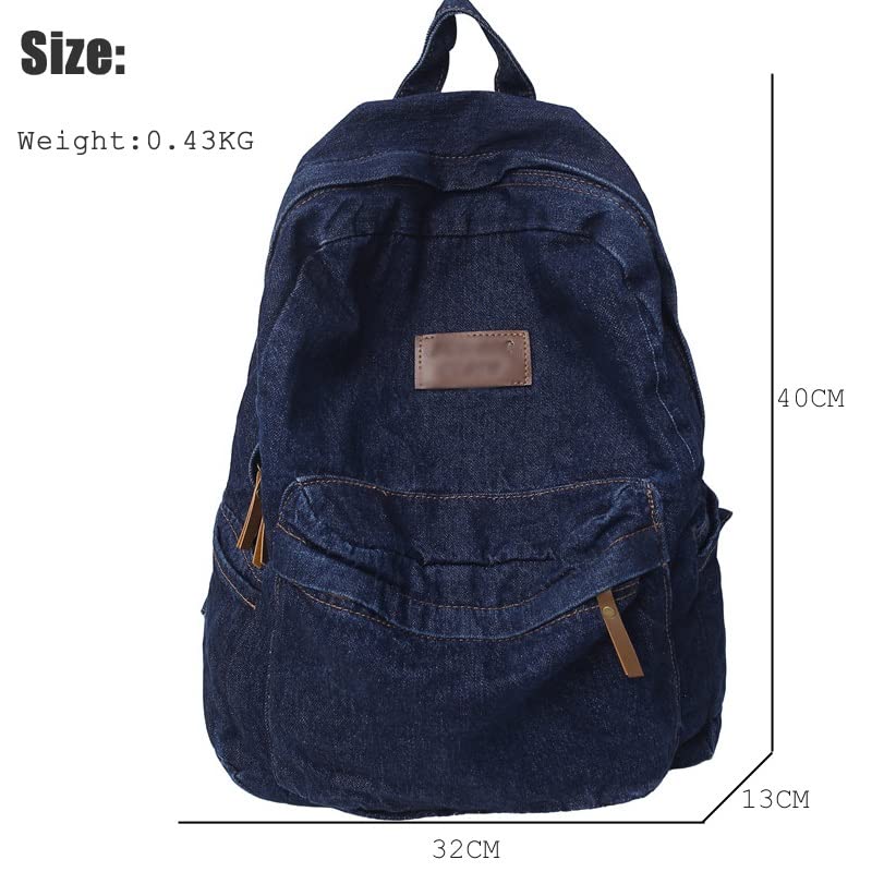 DINGZZ Soft Canvas School Backpack Trendy Denim Travel Student Bag Male Female College Backpack (Color : E, Size : 32 * 13 * 40CM)