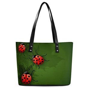 womens handbag ladybug leather tote bag top handle satchel bags for lady