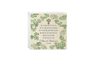 elanze designs irish blessing green shamrock textured tan 5 x 5 wood tabletop sign plaque