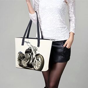 Womens Handbag Black Motorcycle Leather Tote Bag Top Handle Satchel Bags For Lady