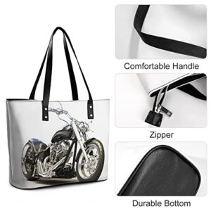 Womens Handbag Black Motorcycle Leather Tote Bag Top Handle Satchel Bags For Lady