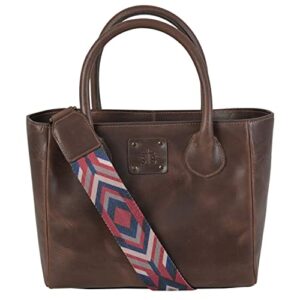 sts ranchwear basic bliss chocolate satchel leather durable brown bag with removable nylon & leather strap