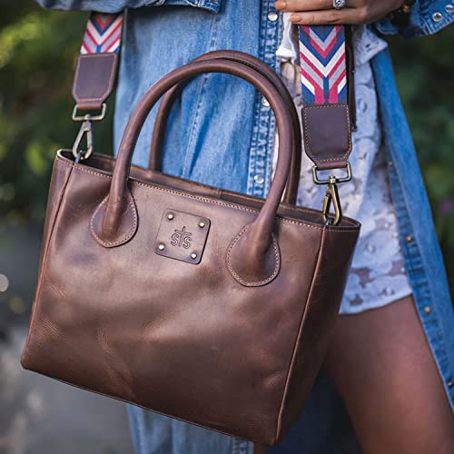 STS Ranchwear Basic Bliss Chocolate Satchel Leather Durable Brown Bag with Removable Nylon & Leather Strap