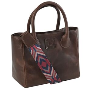 STS Ranchwear Basic Bliss Chocolate Satchel Leather Durable Brown Bag with Removable Nylon & Leather Strap