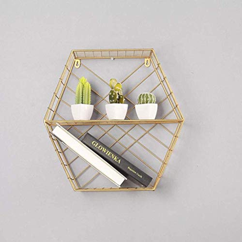 QUUL Creative Ledges, Golden Hexagon Wall Storage Display Decoration Rack Living Room Rack