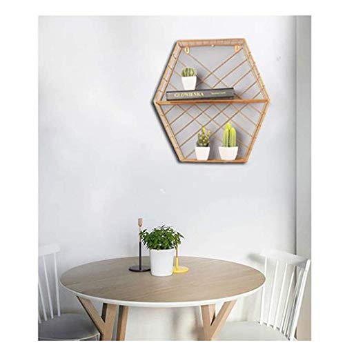 QUUL Creative Ledges, Golden Hexagon Wall Storage Display Decoration Rack Living Room Rack