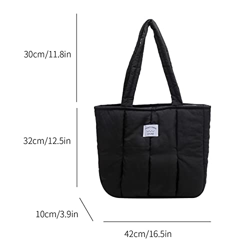 Puffer Tote Bag for Women Puffy Shoulder Bag Quilted Cotton Padded Large Purses and Handbags