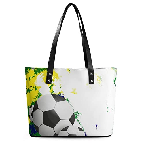 Womens Handbag Football Leather Tote Bag Top Handle Satchel Bags For Lady