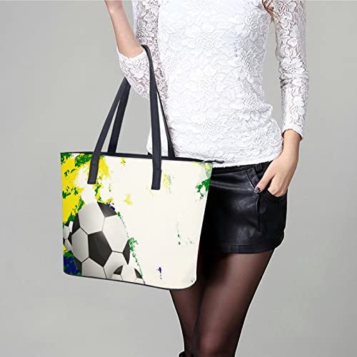 Womens Handbag Football Leather Tote Bag Top Handle Satchel Bags For Lady