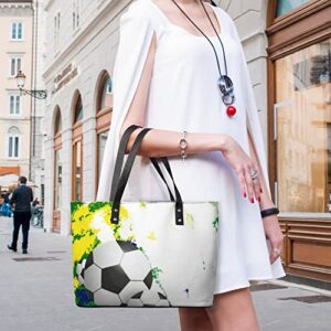 Womens Handbag Football Leather Tote Bag Top Handle Satchel Bags For Lady