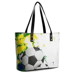 Womens Handbag Football Leather Tote Bag Top Handle Satchel Bags For Lady