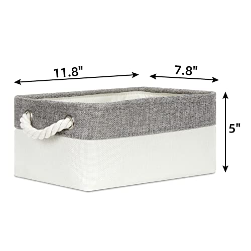 Bidtakay Set of 12 Bundled Baskets Small Fabric Baskets for Organizing 11.8 x 7.8 x 5 inch (White&Grey)