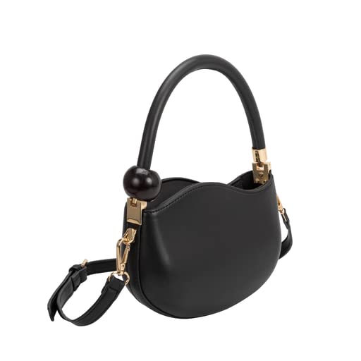 Melie Bianco Jennie Bag - Luxury Vegan Leather Handbag - Compact Design, Crossbody Capabilities, Zip Closure - 100% Recycled Fabric - Versatile for Work, Date-Night, Casual & Evening Wear - Black