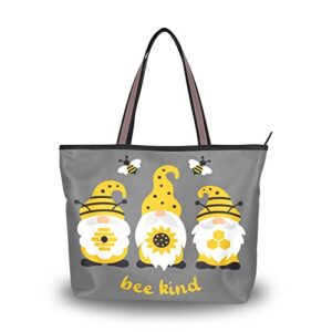 sletend tote bag gnome bees handbags for women fashion shoulder bag for school travel work shopping(l)