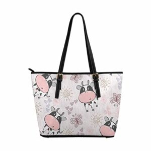 interestprint pattern with c-ow dairy cattles womens handbag ladies purses shoulder bags tote