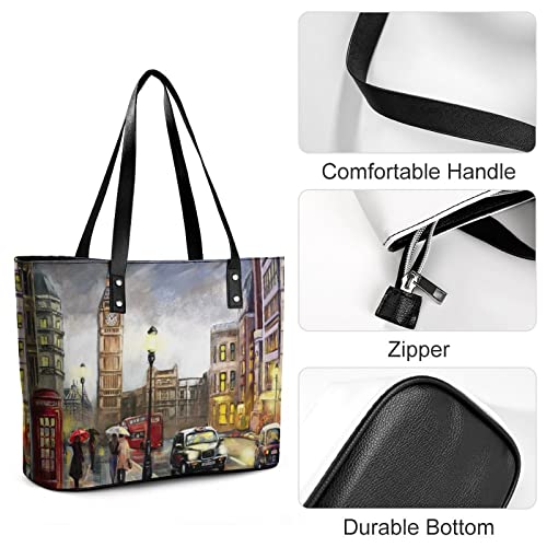 Womens Handbag City Street Leather Tote Bag Top Handle Satchel Bags For Lady