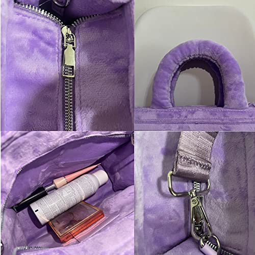 The Tote Bag for Women, Plush Work Travel Handbag with Shoulder Strap Top-Handle Shoulder Crossbody Bags for Daily, Office (purple)