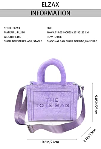 The Tote Bag for Women, Plush Work Travel Handbag with Shoulder Strap Top-Handle Shoulder Crossbody Bags for Daily, Office (purple)