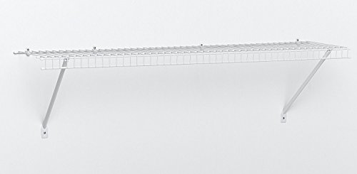 HyLoft 777 Wall Shelf with Hanging Rod, 36" x 18" (2-Pack) , White & ClosetMaid Wire Shelf Kit with Hardware, 4 Ft. Wide, for Pantry, Closet, Laundry, Utility Storage, White Vinyl Finish