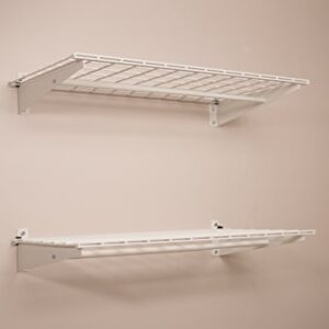 HyLoft 777 Wall Shelf with Hanging Rod, 36" x 18" (2-Pack) , White & ClosetMaid Wire Shelf Kit with Hardware, 4 Ft. Wide, for Pantry, Closet, Laundry, Utility Storage, White Vinyl Finish