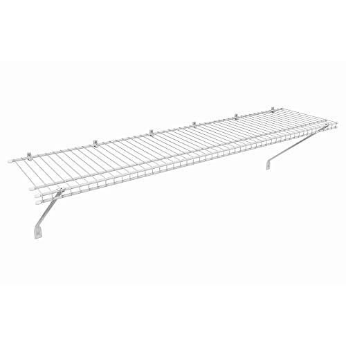 HyLoft 777 Wall Shelf with Hanging Rod, 36" x 18" (2-Pack) , White & ClosetMaid Wire Shelf Kit with Hardware, 4 Ft. Wide, for Pantry, Closet, Laundry, Utility Storage, White Vinyl Finish