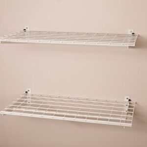 HyLoft 777 Wall Shelf with Hanging Rod, 36" x 18" (2-Pack) , White & ClosetMaid Wire Shelf Kit with Hardware, 4 Ft. Wide, for Pantry, Closet, Laundry, Utility Storage, White Vinyl Finish