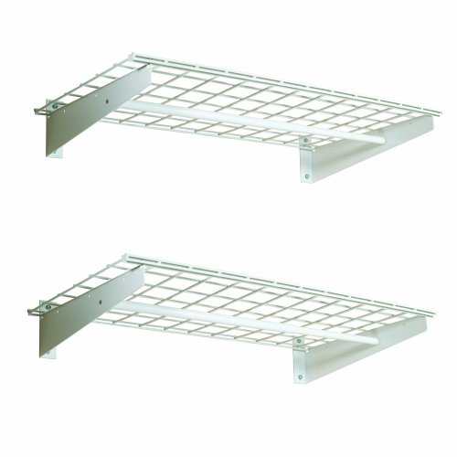 HyLoft 777 Wall Shelf with Hanging Rod, 36" x 18" (2-Pack) , White & ClosetMaid Wire Shelf Kit with Hardware, 4 Ft. Wide, for Pantry, Closet, Laundry, Utility Storage, White Vinyl Finish