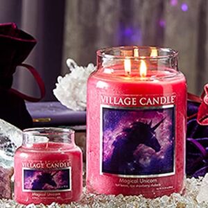 Village Candle Fairy Dust Large Glass Apothecary Jar Scented Candle, 21.25 oz, Purple & Unicorn Dreams Large Glass Apothecary Jar Scented Candle, 21.25 oz, Pink