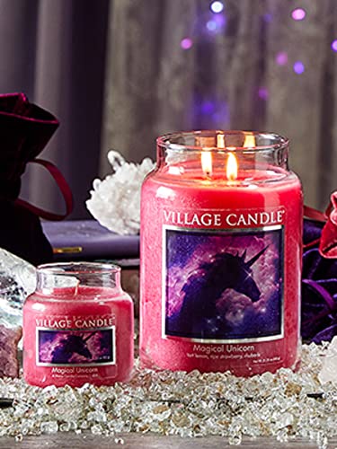 Village Candle Fairy Dust Large Glass Apothecary Jar Scented Candle, 21.25 oz, Purple & Unicorn Dreams Large Glass Apothecary Jar Scented Candle, 21.25 oz, Pink