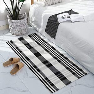 KaHouen Buffalo Check Rug, Buffalo Plaid Rug (23.6"x51.2"), Checkered Plaid Rugs, Black White Outdoor Rug for Layered Door Mats Kitchen/Living Room/Bedroom/Dinning Room(2'x4')