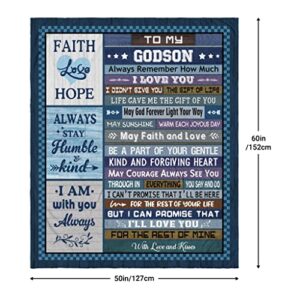 Godson Gifts from Godmother, Godson Gifts Blanket 60"x50", Birthday Gifts for Godson from Godfather, Godson Gifts Ideas for Graduation Thanksgiving Christmas Fathers Day, to My Godson Throw Blankets