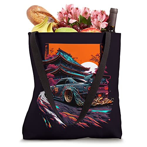 Japanese Retro Car Racing Drifting Art JDM Legend Tuning Tote Bag