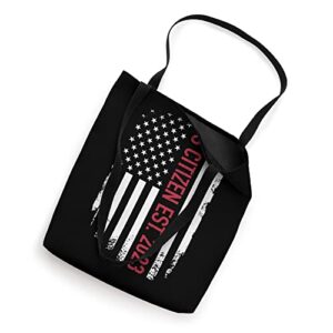 US Citizen 2023 proud immigrant citizenship american flag Tote Bag