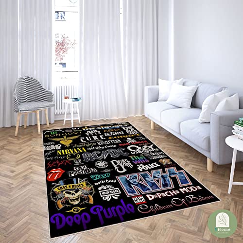 80s Rock Bands Poster Rug, Rappers Hip Hop Music Area Rugs, Gift for Music Lovers, Rock Music Decoration, Popular Gift for Men and Women, Non-Slip Carpet 01