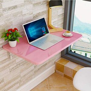 PIBM Stylish Simplicity Shelf Wall Mounted Floating Rack Shelves Foldable Computer Desk Simple Stable Save Space Bearing Strong,12 Sizes,5 Colors, Pink , 60x50cm